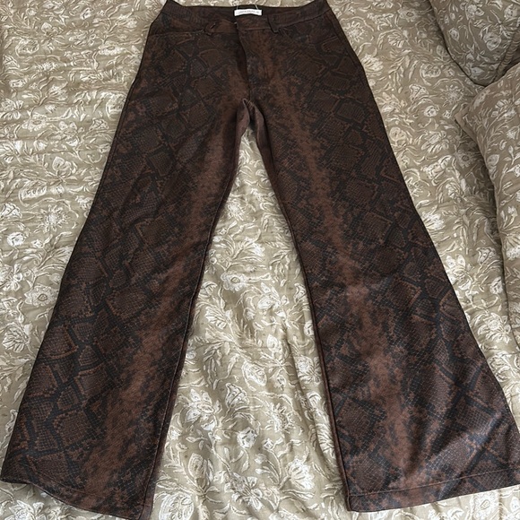 12th Tribe | Pants & Jumpsuits | Brown Snake Print Vegan Leather Pants ...